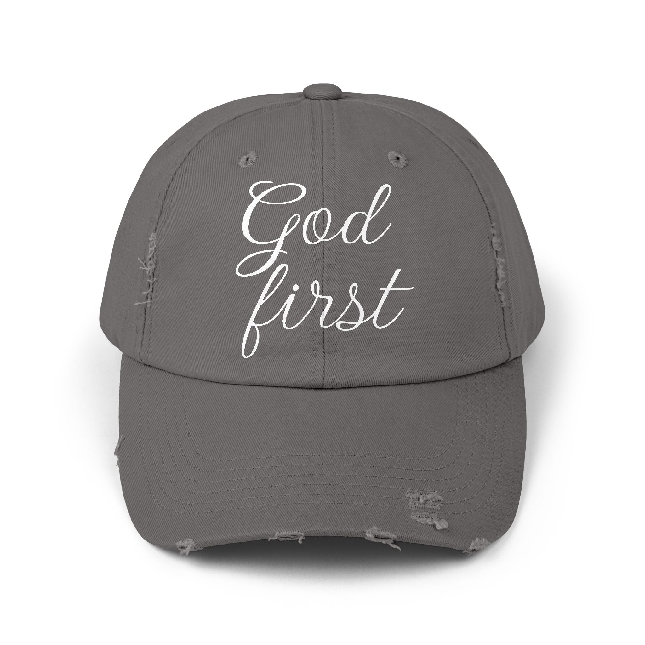 God First Distressed Baseball Cap — Christian Faith Baseball Hat ...